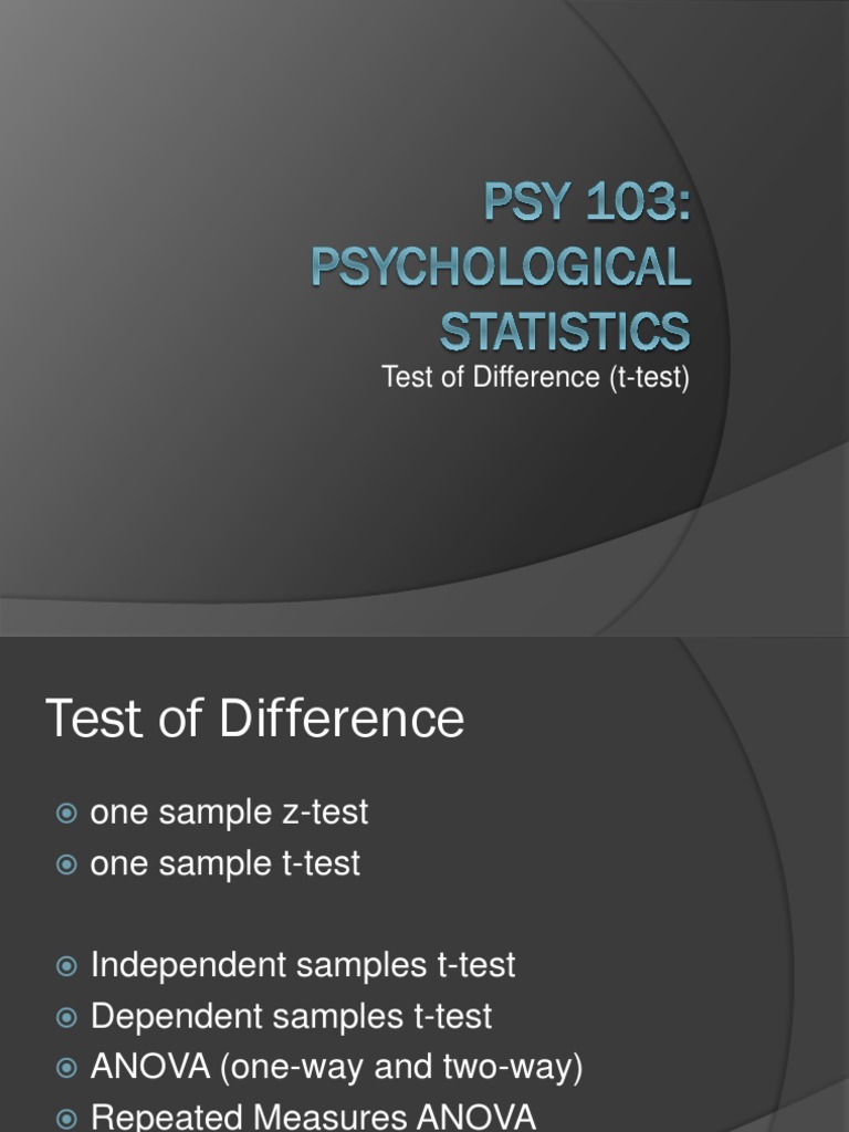 Test of Difference | PDF | Student's T Test | Statistical Hypothesis ...
