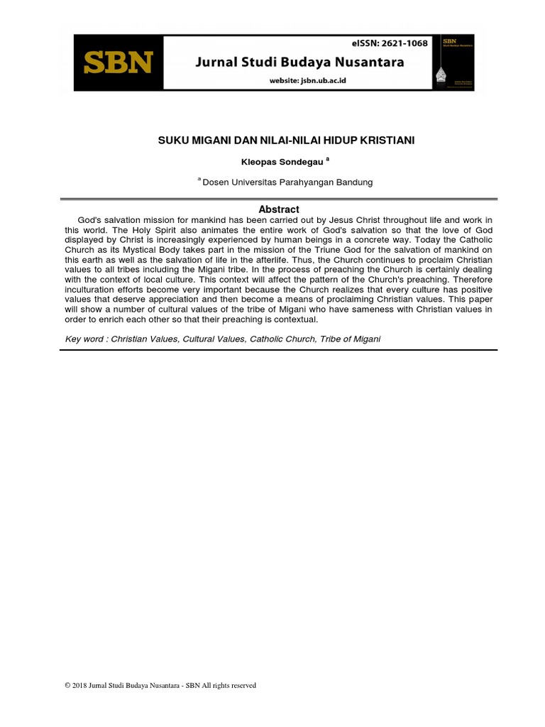 Suku Migani Dan Nilai-Nilai Hidup Kristiani PDF | PDF