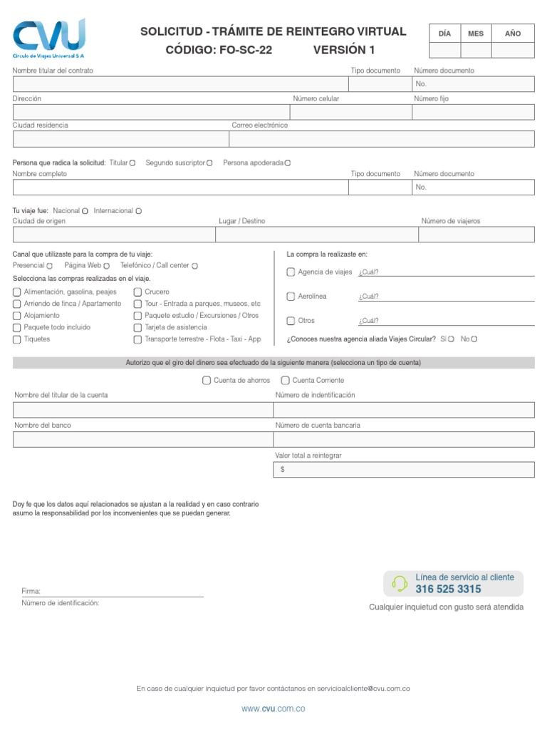 Solicitud de Reintegro | PDF | Agencia de viajes | Bancos