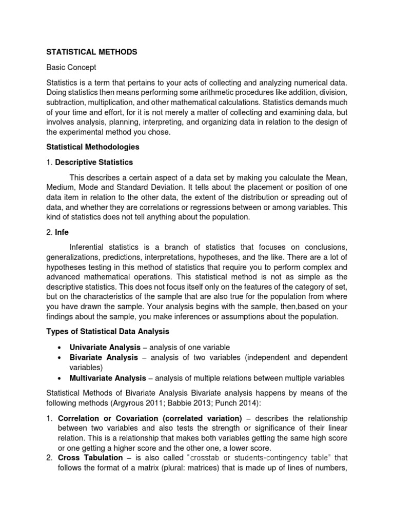 Statistical Methods | PDF | Correlation And Dependence | Statistics