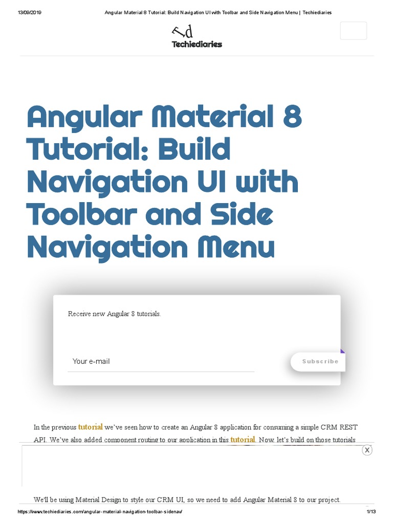 Angular Material 8 Tutorial Navigation UI | PDF | Bootstrap (Front End ...