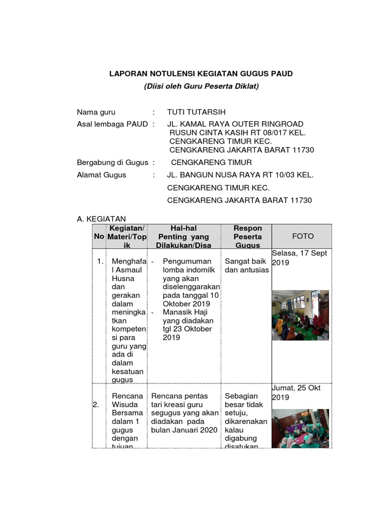 05 - Lampiran 8 (Gugus PAUD) | PDF