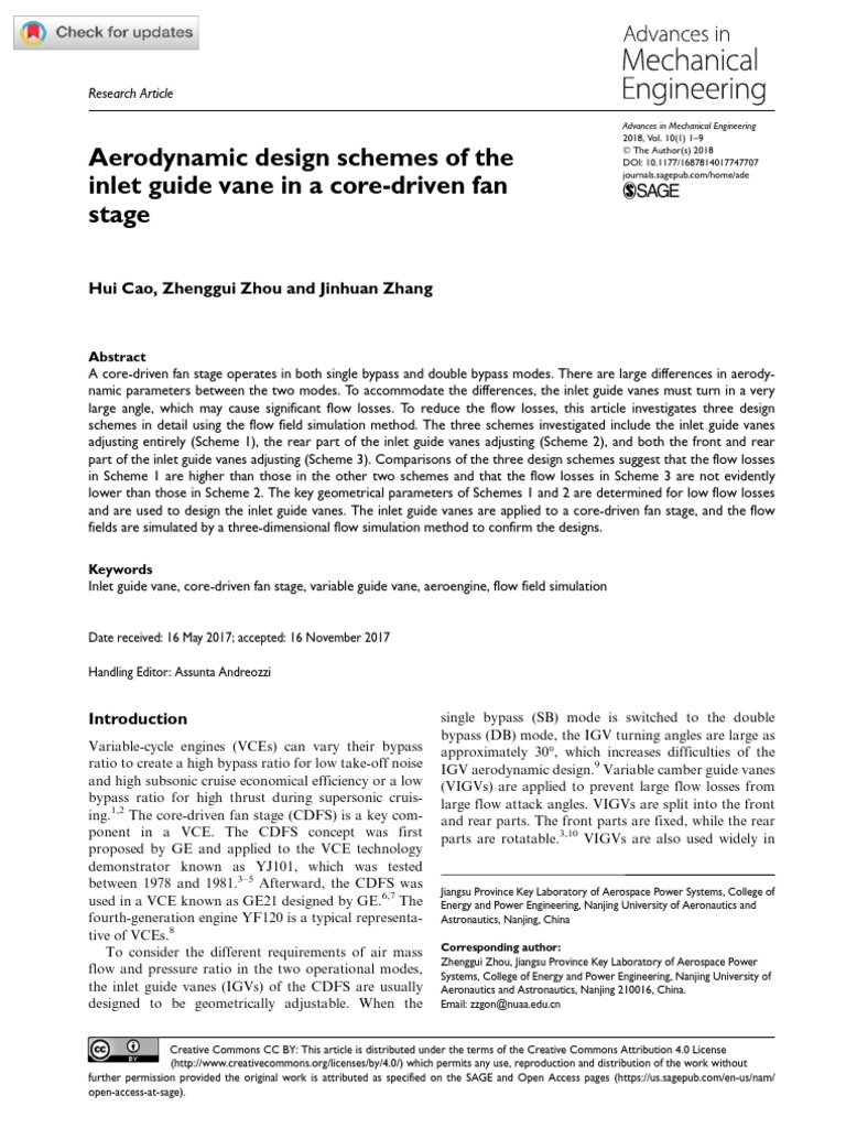 Aerodynamic Design Schemes of The Inlet Guide Vane | PDF | Boundary ...
