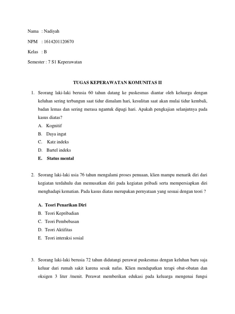 Tugas Keperawatan Komunitas Ii | PDF