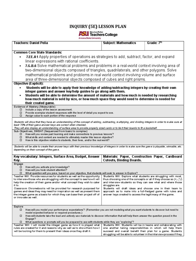 Weebly Inquiry Based Lesson Plan | Download Free PDF | Area | Lesson Plan
