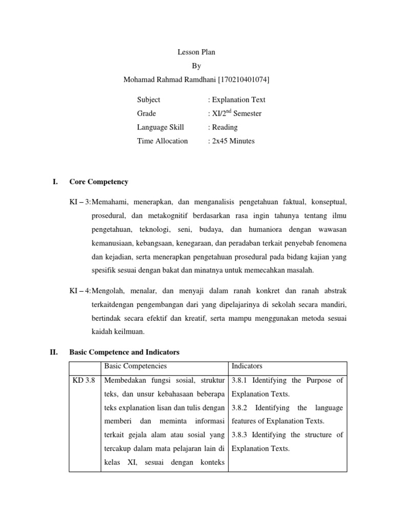 Explanation Text Lesson Plan for Grade XI | PDF | Scientific Method ...