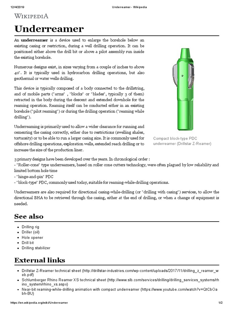 Underreamer - Wikipedia | PDF | Geotechnical Engineering | Infrastructure