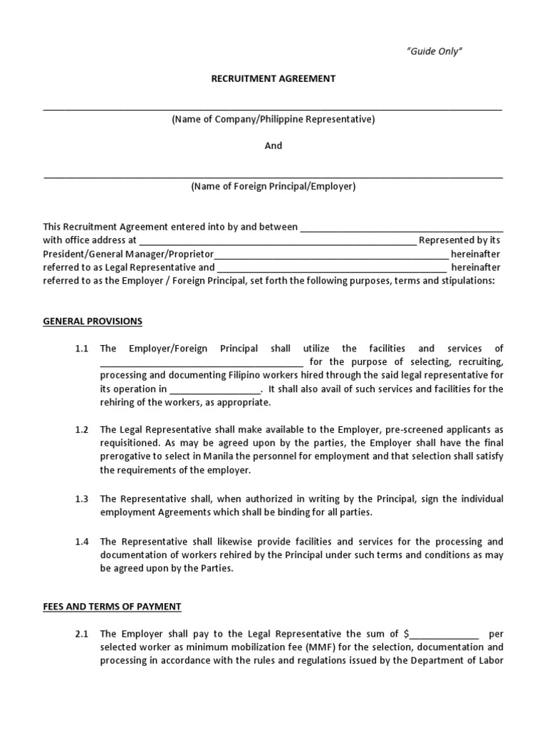 Recruitment Agreement | PDF | Employment | Business Law