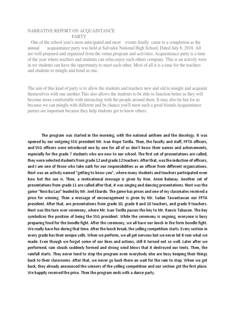 Acquaintance Party Accomp. Report. | PDF | Behavior Modification | Psychological Concepts