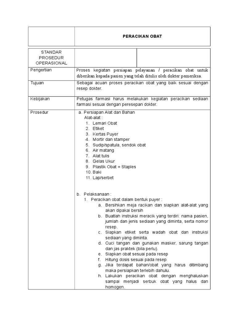 SPO Peracikan Obat | PDF