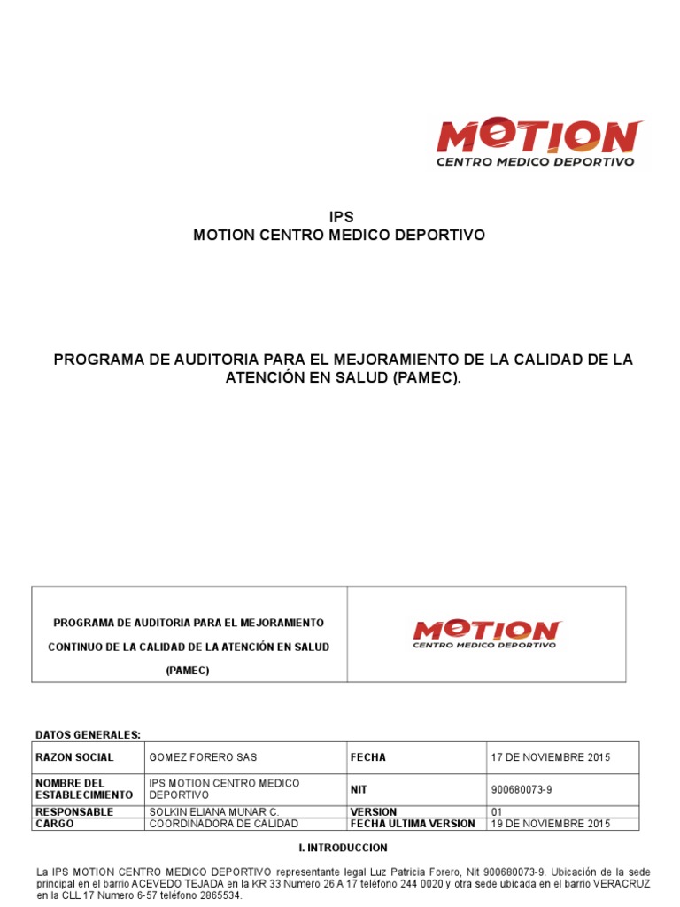 Programa de Auditoria para El Mejoramiento de La Calidad de La Atención ...