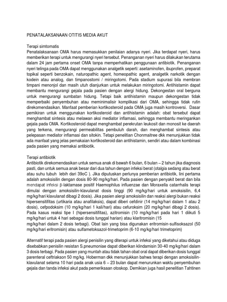 Penatalaksanaan Otitis Media Akut | PDF