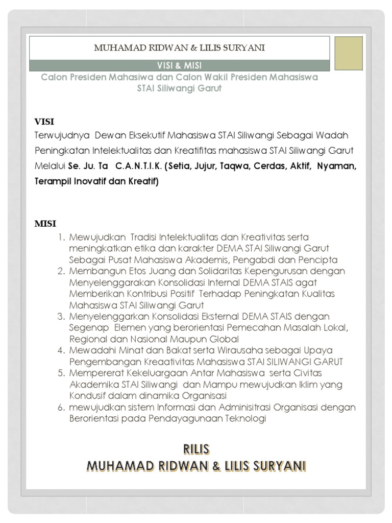 Contoh Visi Misi Rilis | PDF