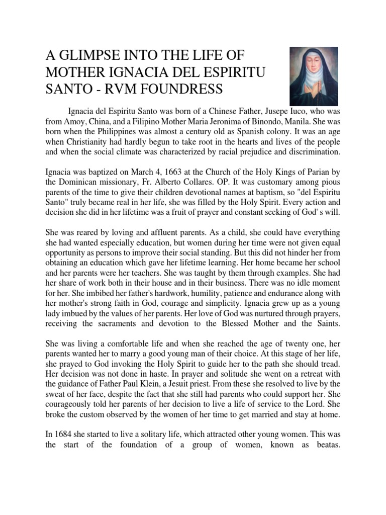 Life of Mother Ignacia del Espiritu Santo | PDF | Religious Behaviour ...
