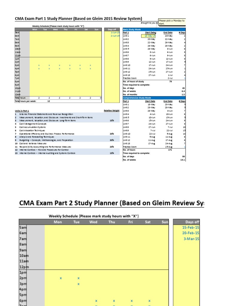 CMA Part 1 Study Planner 2024 | PDF | Internal Control | Investing
