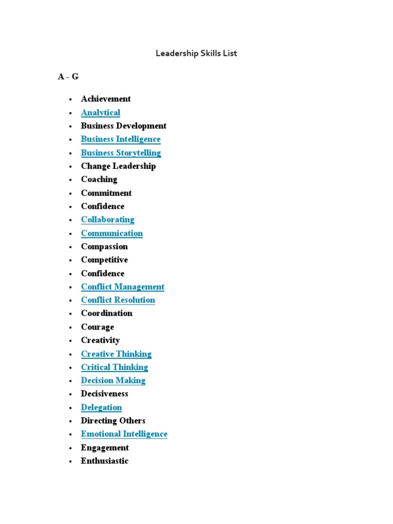 Leadership Skills List | PDF | Leadership | Creativity