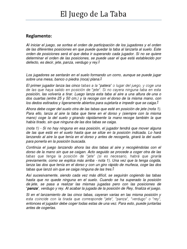El Juego de La Taba | PDF | Juego de azar | Ocio