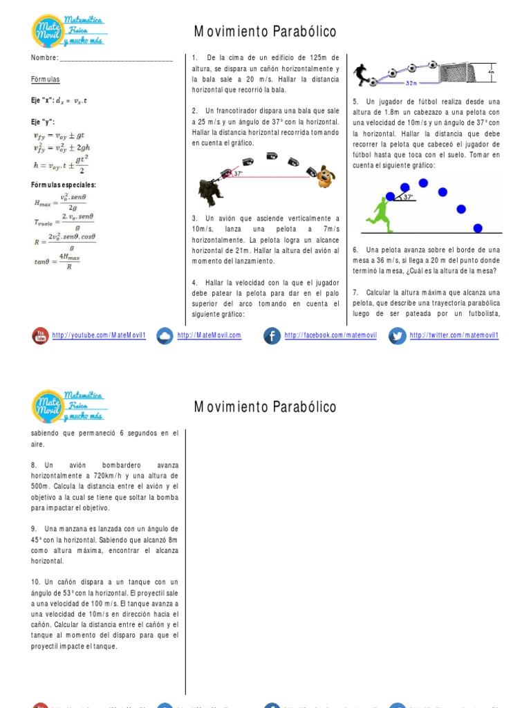 Movimiento Parabólico Ejercicios Propuestos PDF | PDF | Tanques | Munición