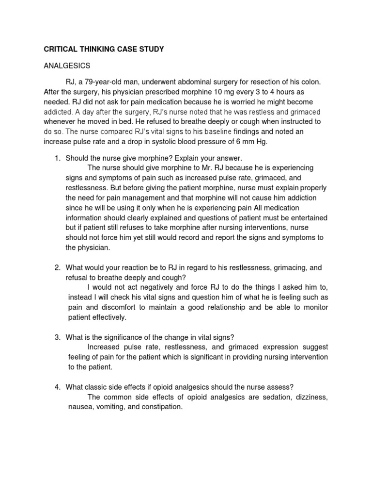 Critical Thinking Case Study Pharma | Download Free PDF | Morphine | Opioid
