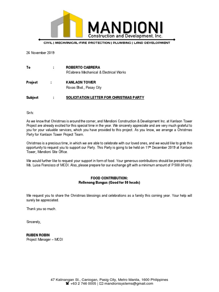 Christmas Party Solicitation | PDF