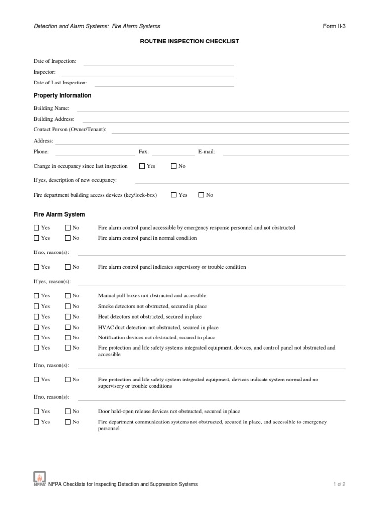 Fire Alarm Routine Checklist NFPA 72 | PDF | Hazards | Equipment
