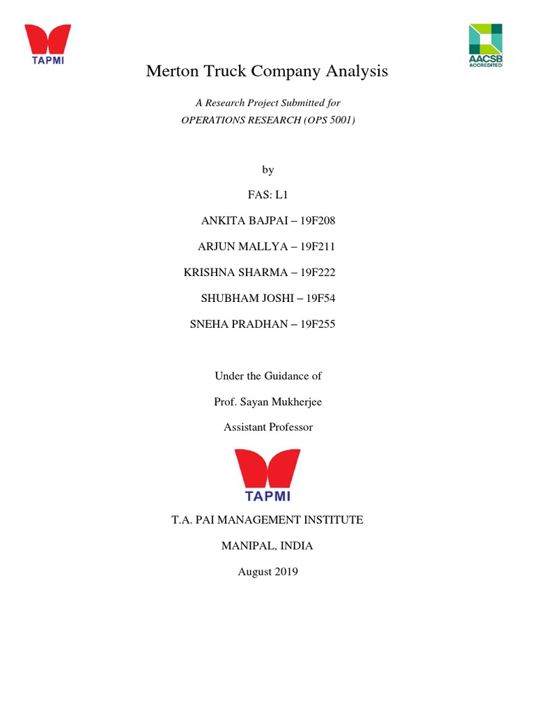 Optimization of Product Mix and Capacity Planning for Merton Truck Company | PDF | Mathematical ...