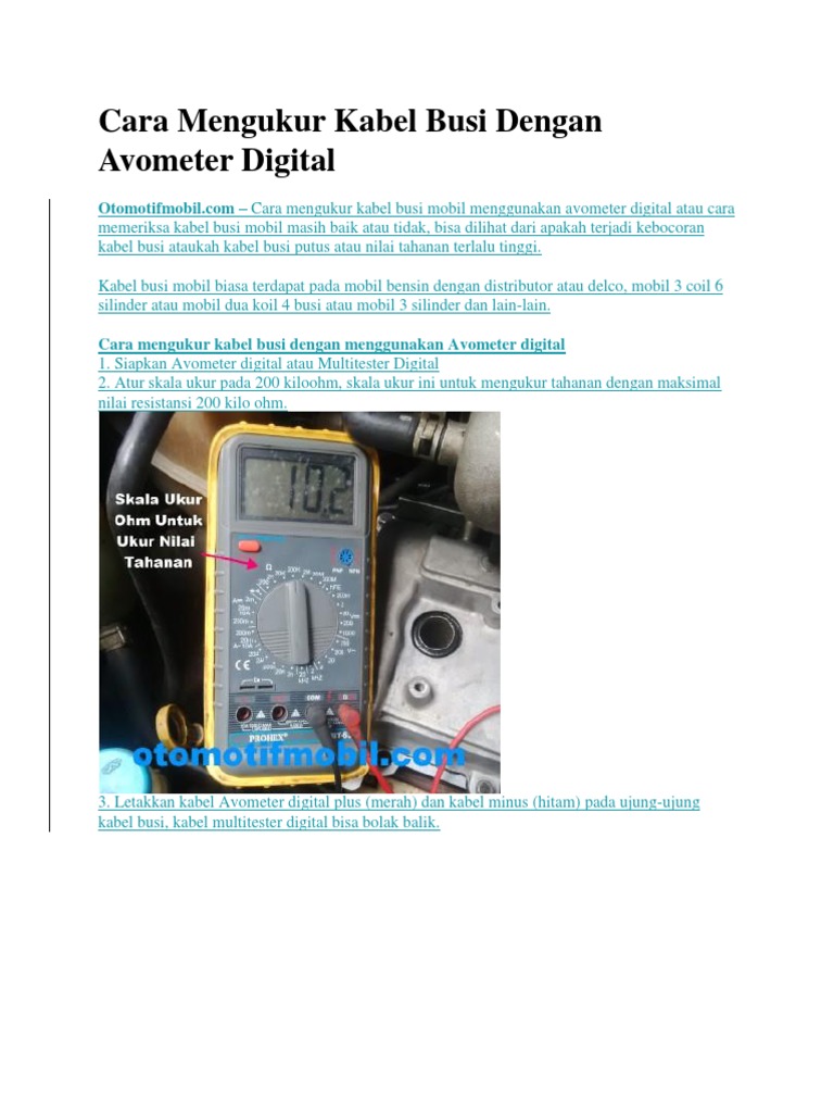 Cara Mengukur Kabel Busi Dengan Avometer Digital | PDF