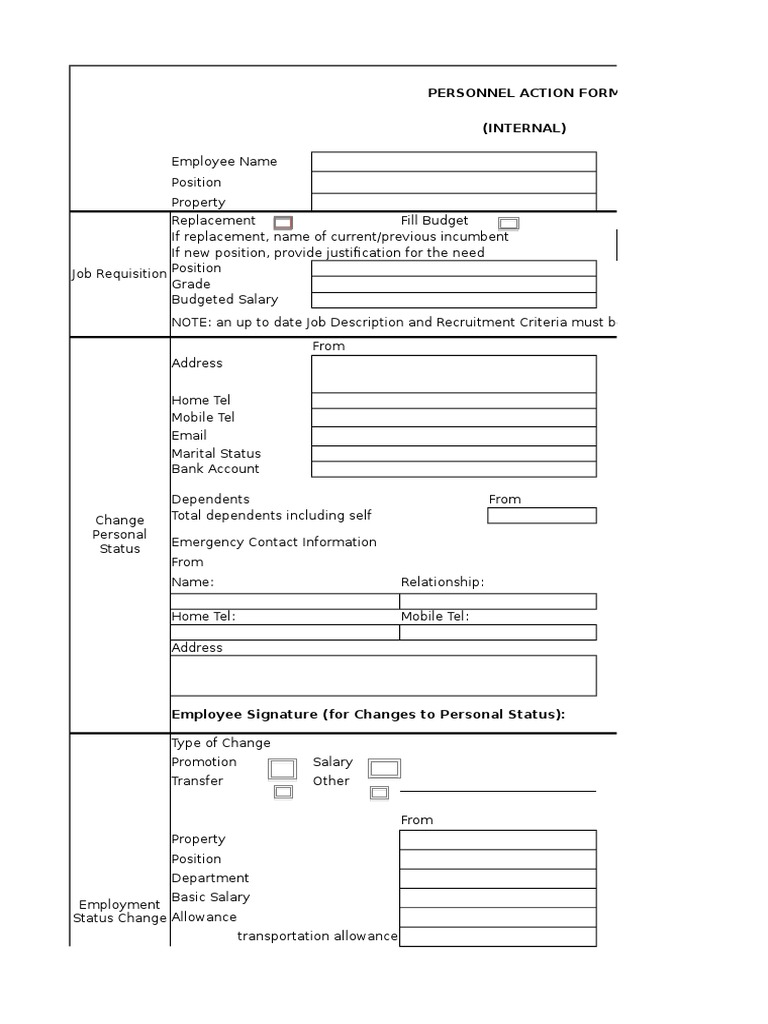 Paf Form | PDF | Employee Relations | Employment