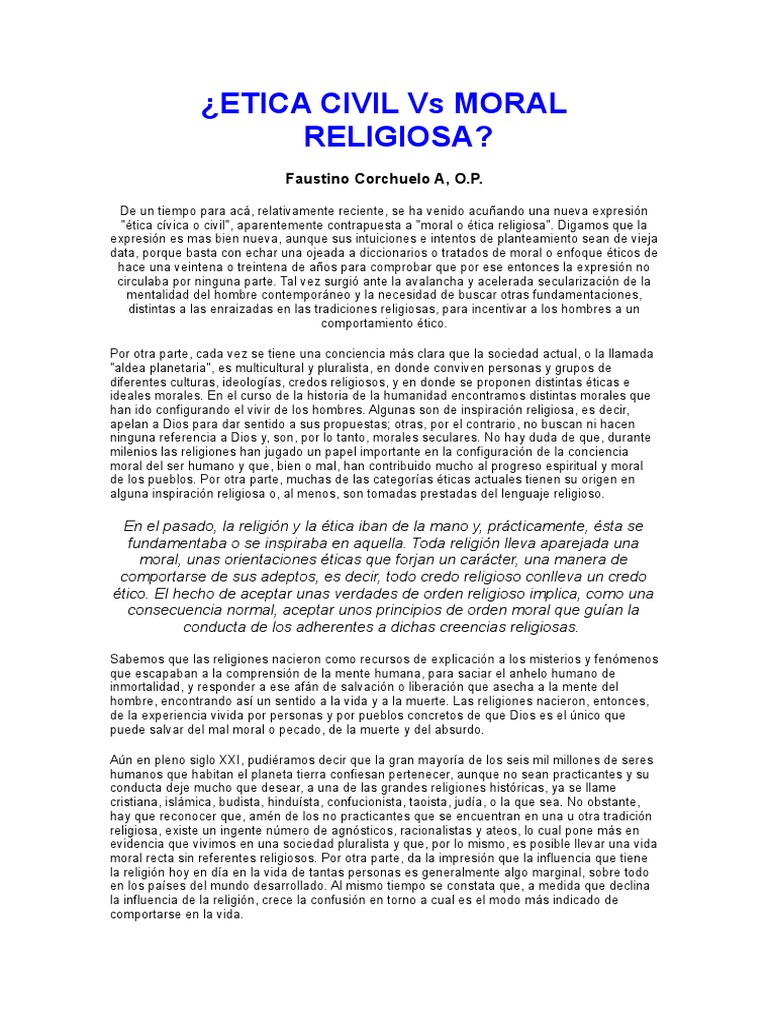 Etica Religiosa | PDF | Derechos humanos | Moralidad