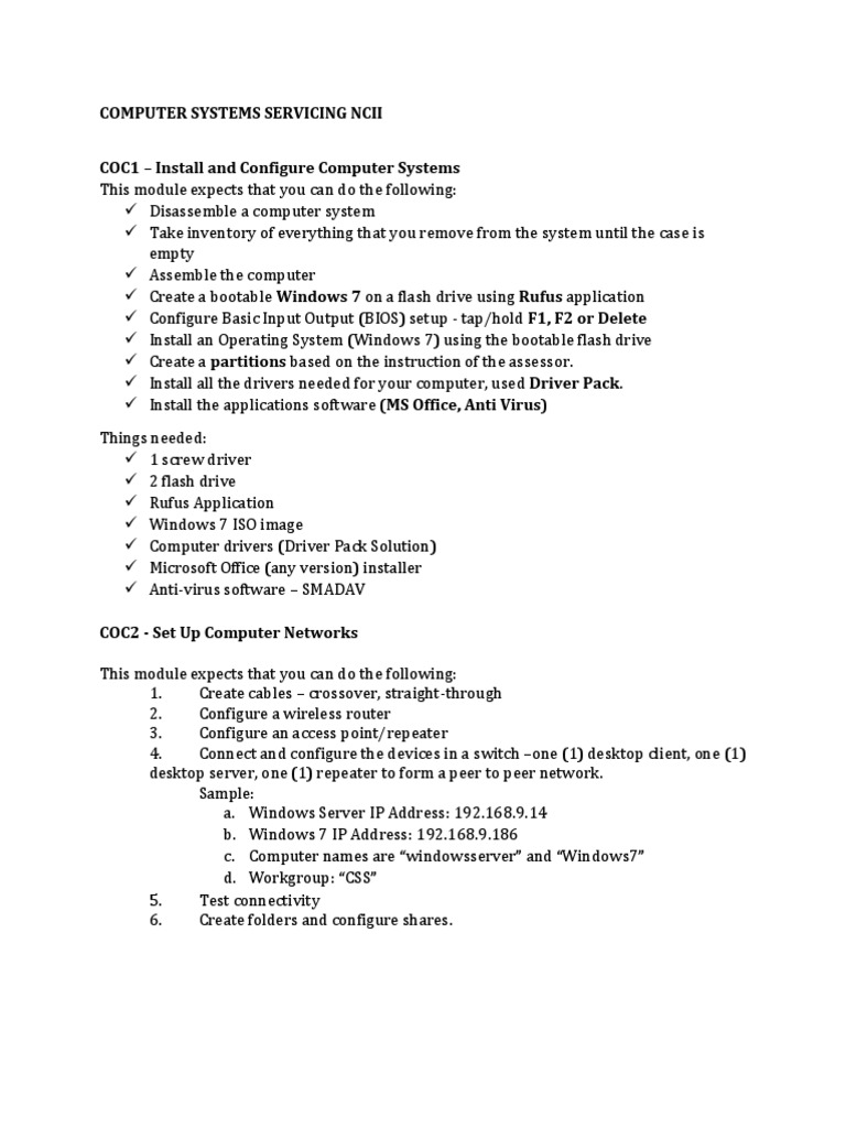 Computer Systems Servicing Ncii Syllabus | PDF | Microsoft Windows ...