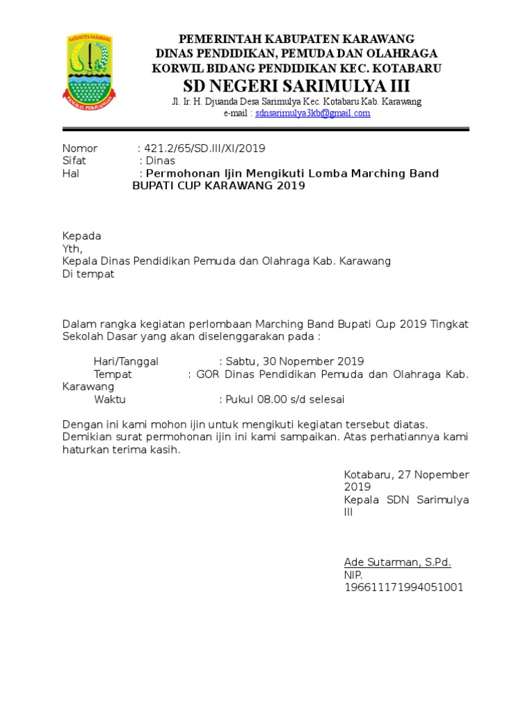 Surat Ijin Drumband | PDF