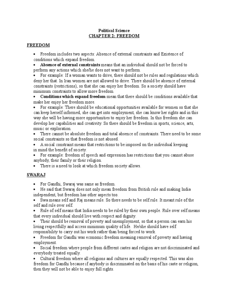 Chap2, Freedom Notes | PDF | Liberty | Liberalism