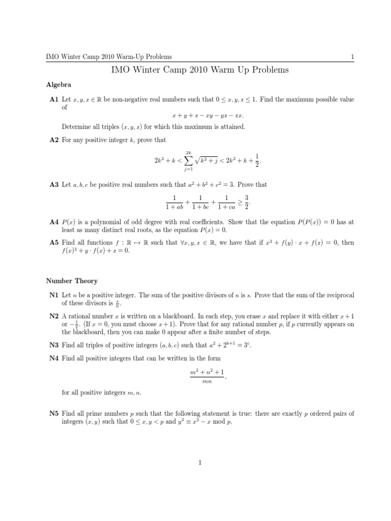 2010 Winter Camp - Warmup Solutions | PDF | Discrete Mathematics ...