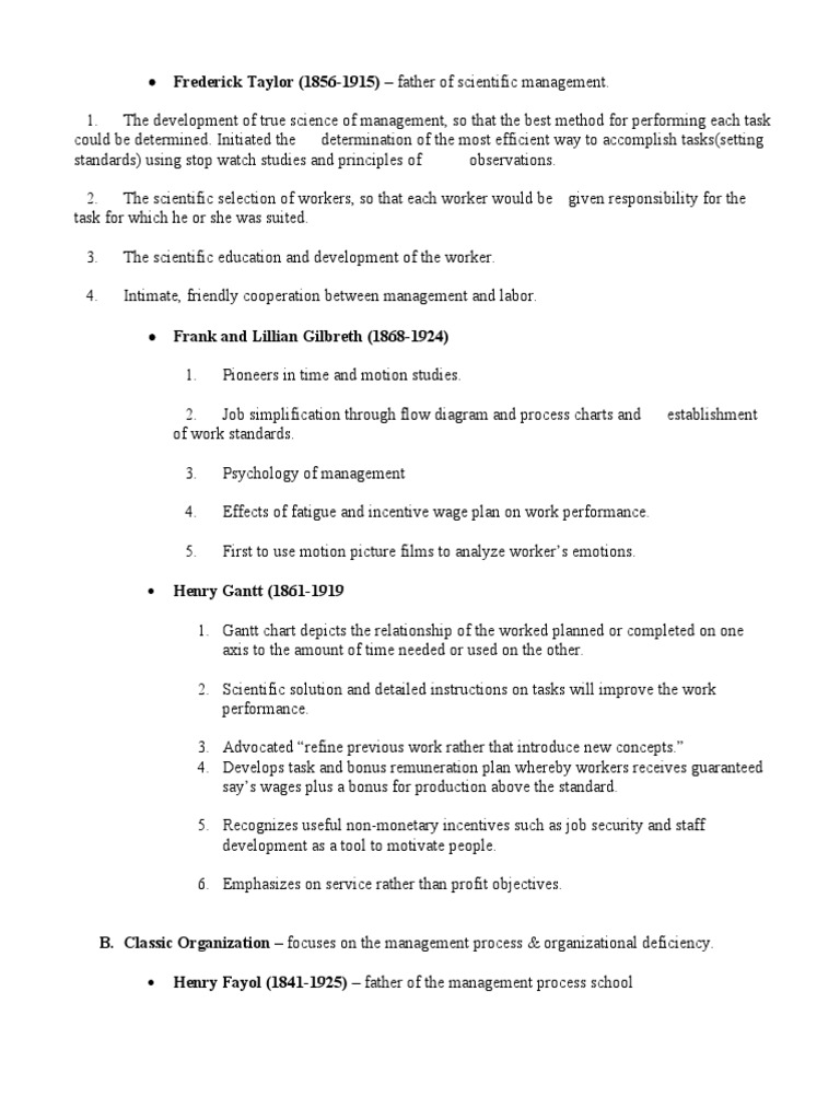 B. Classic Organization - Focuses On The Management Process ...