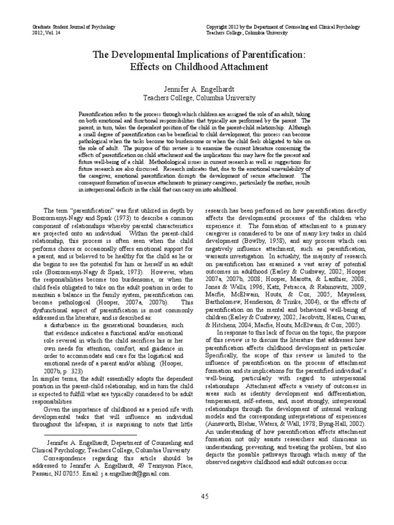 Engelhardt Parentification | PDF | Attachment Theory | Interpersonal ...