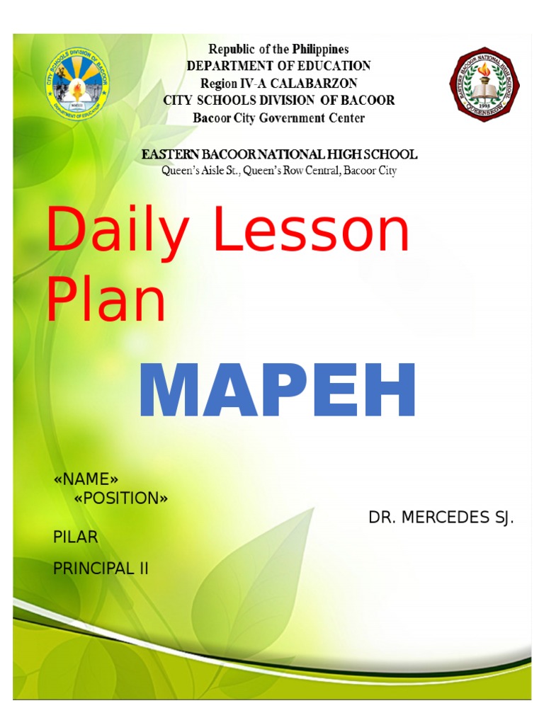 Lesson Plan Cover Template | PDF