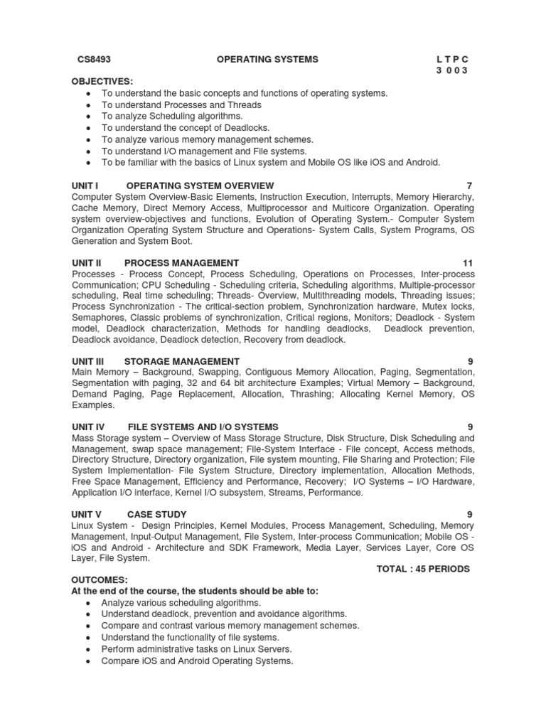 Operating System Syllabus | PDF | Scheduling (Computing) | Operating System Operating System Syllabus | PDF | Scheduling (Computing) | Operating System