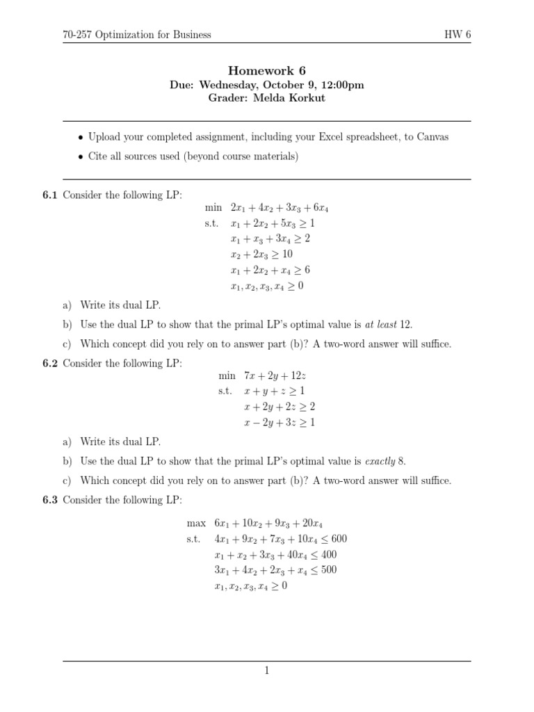 HW6 | PDF | Linear Programming | Algorithms