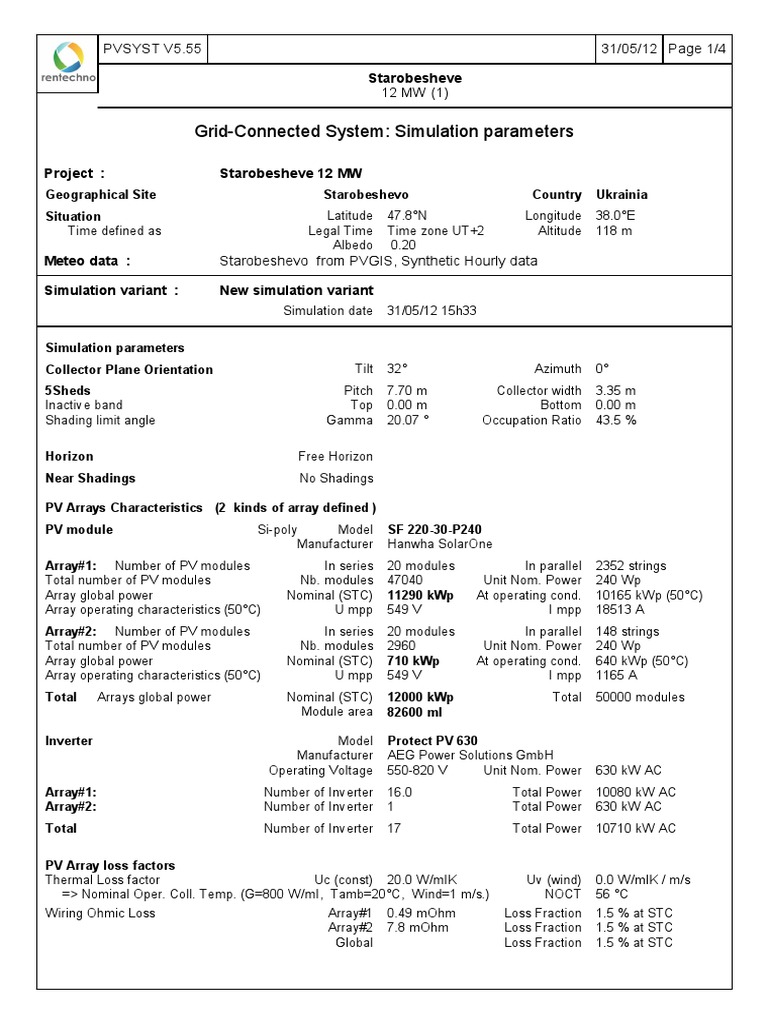 Pvsyst Report Pdf Photovoltaics Kilowatt Hour
