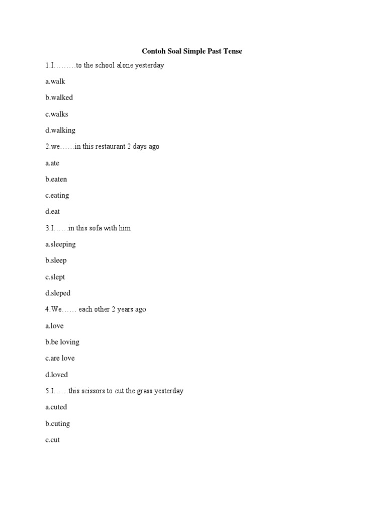 Contoh Soal Simple Past Tense | PDF | Morphology | Syntax
