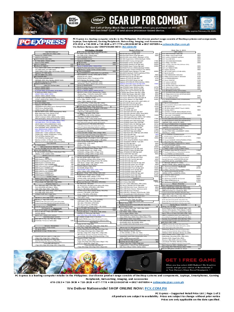 2019-12-04 - PC EXPRESS - DEALER'S PRICE LIST (Strictly For Cash ...