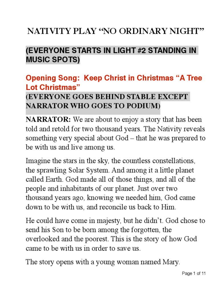No Ordinary Night: A Nativity Play Script | PDF | Nativity Of Jesus ...