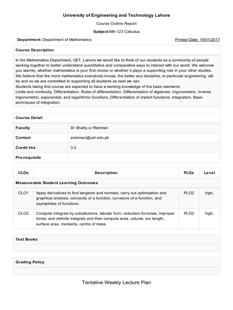 Obe Hec Subject Course Outline BSCS 2015 | PDF | Acceleration | Force