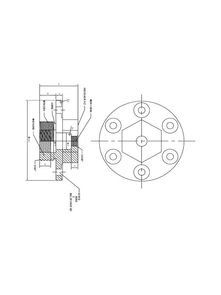 Hexagonal Nut Orthographic Drawing | PDF