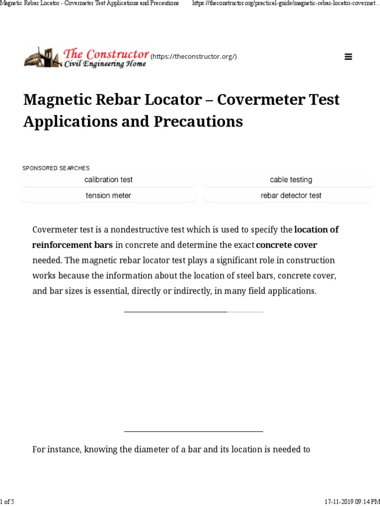 Rebar Locator | PDF | Concrete | Building Materials