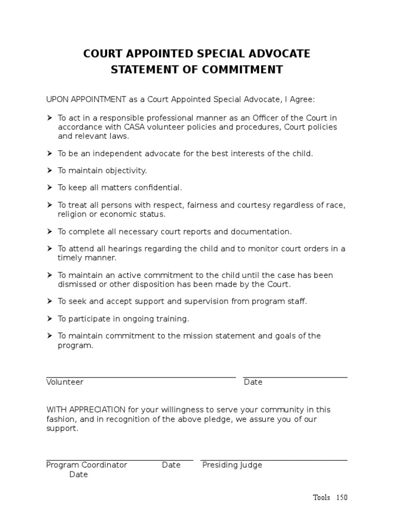 Sample Volunteer Commitment Form | PDF