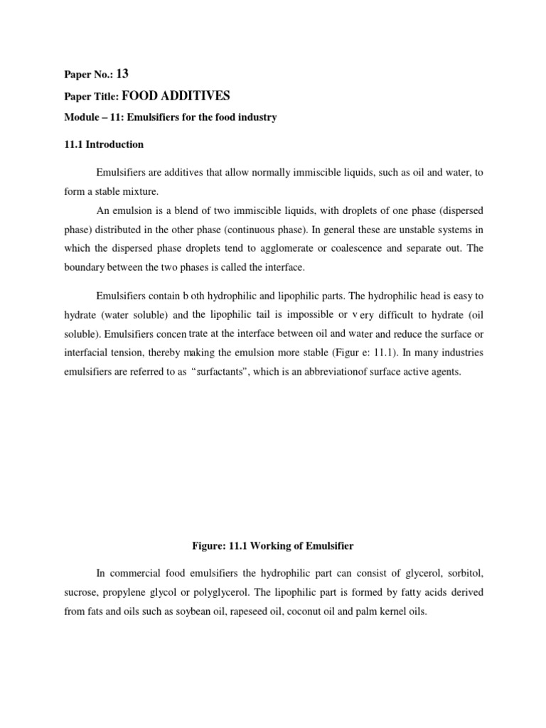 Emulsifiers Pdf Emulsion Margarine