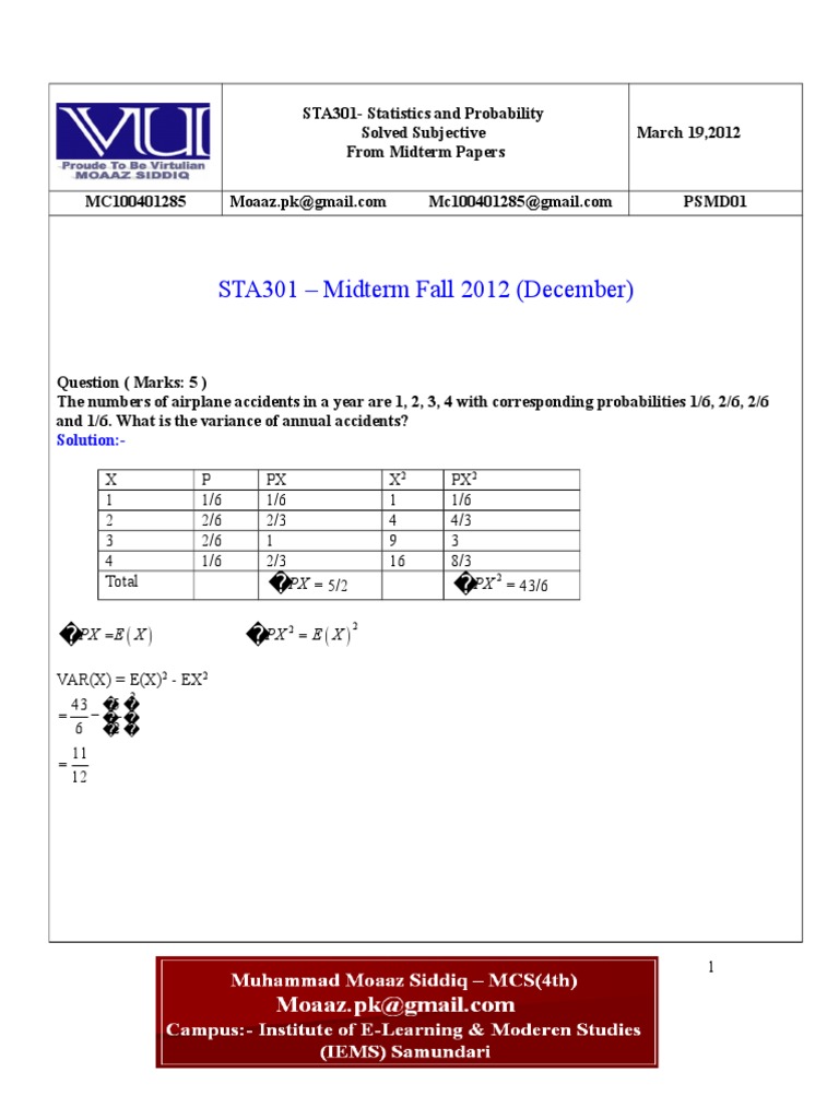 STA301-Mid Term Solved Subjective With References | PDF | Random ... STA301-Mid Term Solved Subjective With References | PDF | Random ...