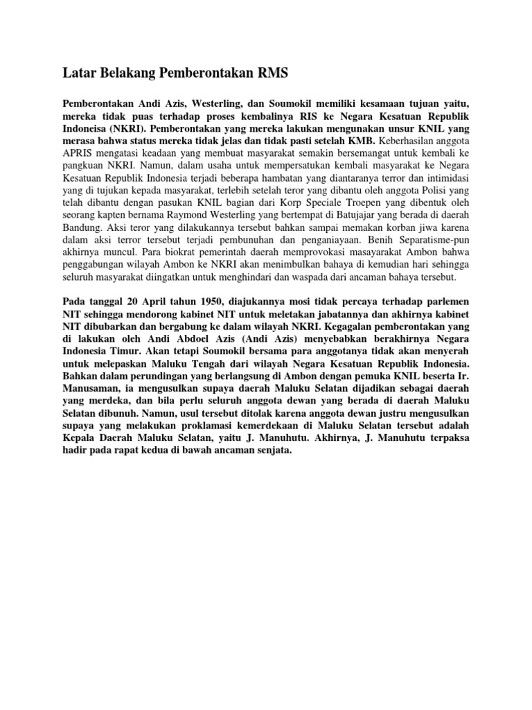 Latar Belakang Pemberontakan RMS | PDF