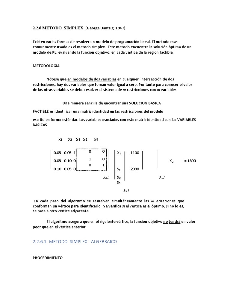 Método Simplex | PDF | Matemáticas discretas | Algoritmos y Estructuras ...